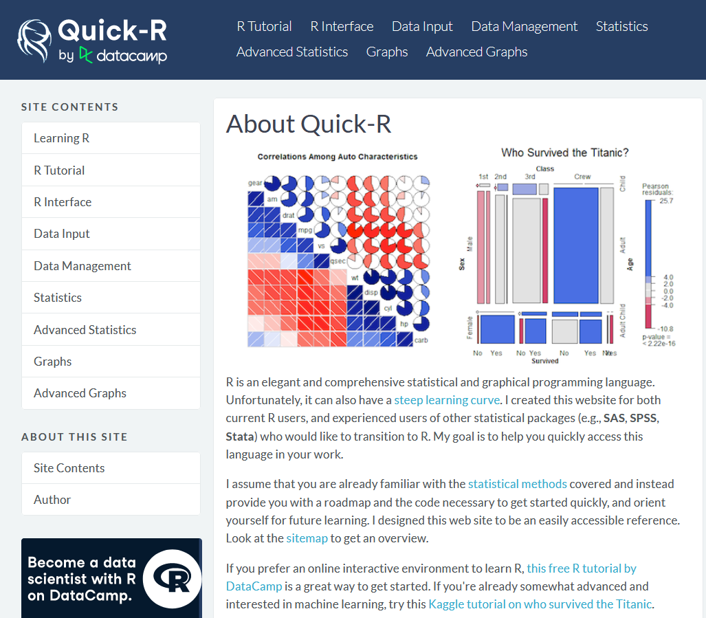 Quick-R网站带你学习R语言统计分析及绘图 - 知乎