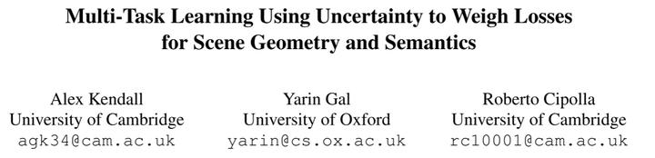 [论文精读] Multi-Task Learning Using Uncertainty to Weight Losses for Scene Geometry and Semantics - 知乎