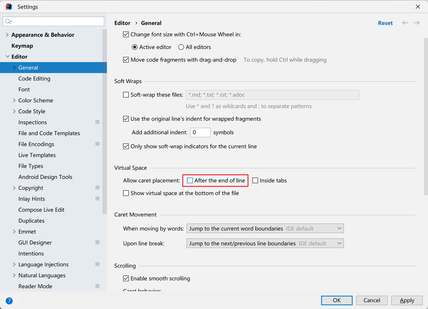 解决 IntelliJ IDEA 中任意点击后光标不定位到行尾的方法 - 知乎
