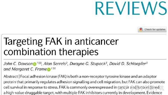 Nat Rev Cancer综述: 靶向FAK的抗癌联合疗法 - 知乎