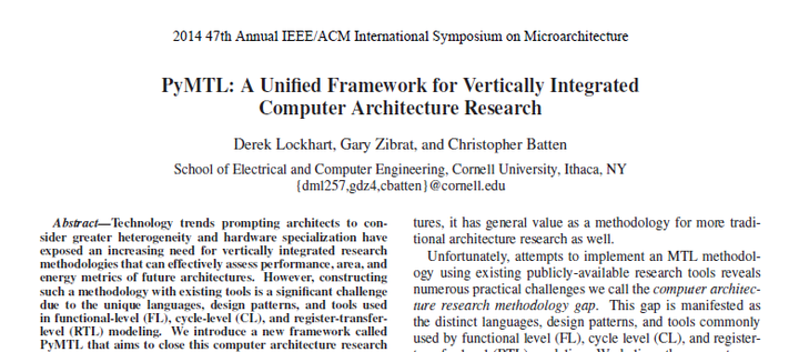PyMTL：用python设计芯片研究计算机体系结构 - 知乎