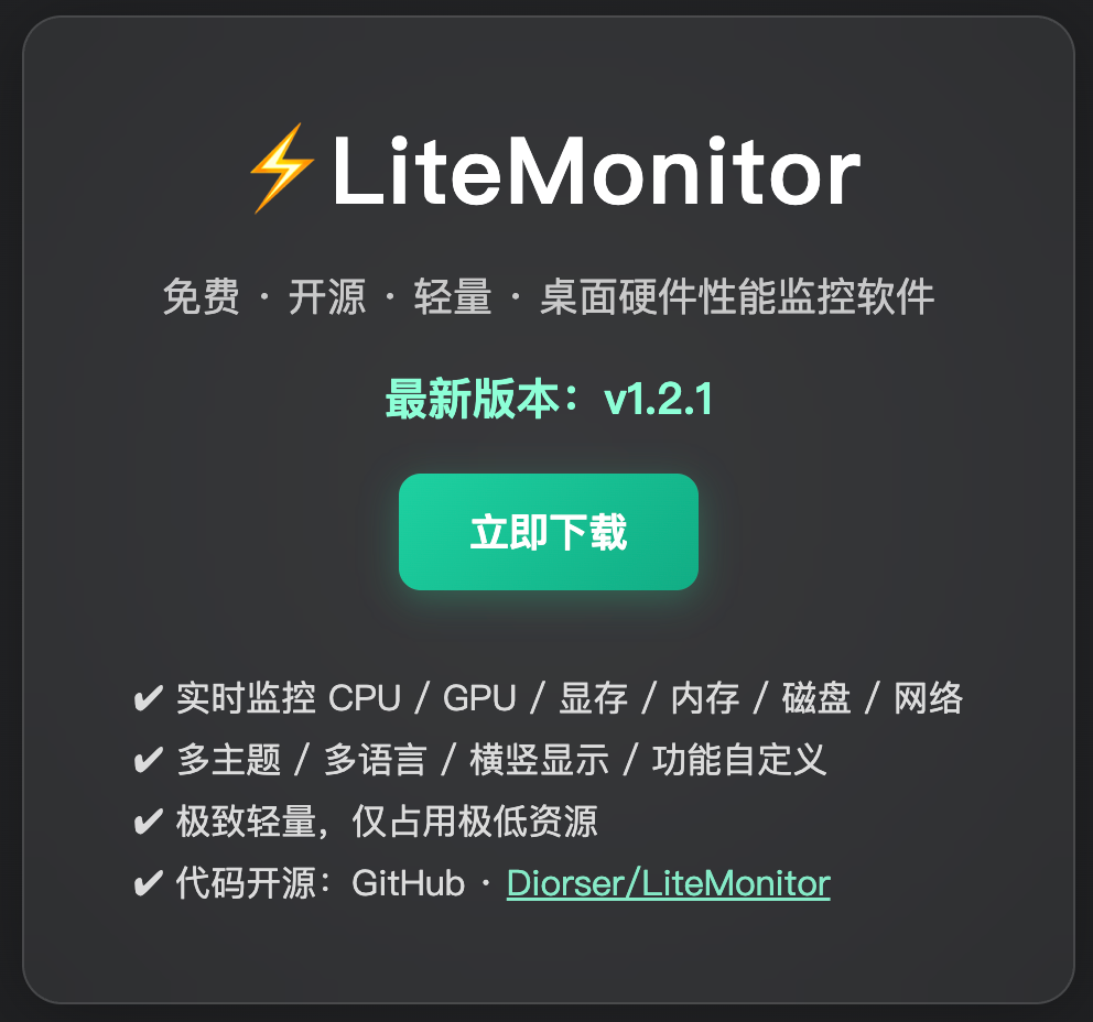 LiteMonitor | 轻量桌面硬件监控：温度、占用、网速一眼看全 - 知乎