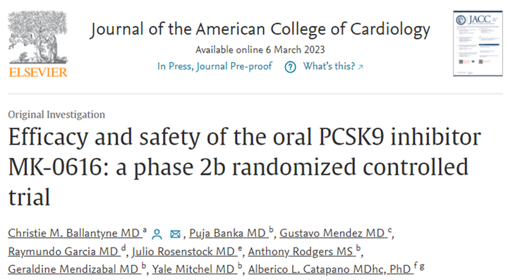 高脂血症患者的福音！口服PCSK9抑制剂MK-0616的最新进展 - 知乎