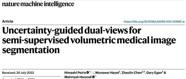 澳大利亚蒙纳士大学的Himashi Peiris提出不确定性双视图导向的半监督医学图像分割算法 - 知乎