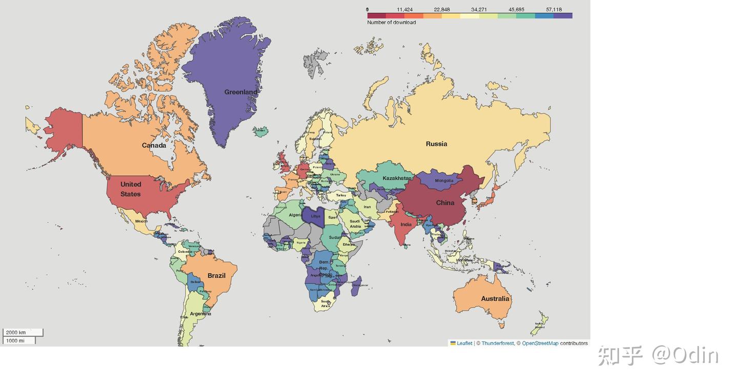如何用python画世界地图并用不同的颜色展示每个国家的访问量 - 知乎