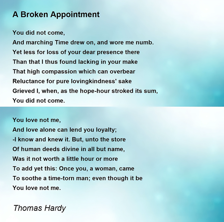 Thomas Hardy(托马斯·哈代)《A Broken Appointment》《一次失约》解析 - 知乎