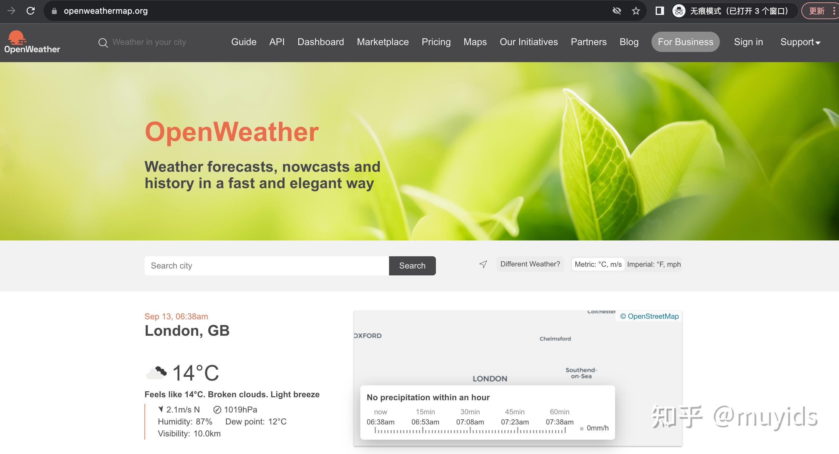 OpenWeatherMap天气API申请 - 知乎