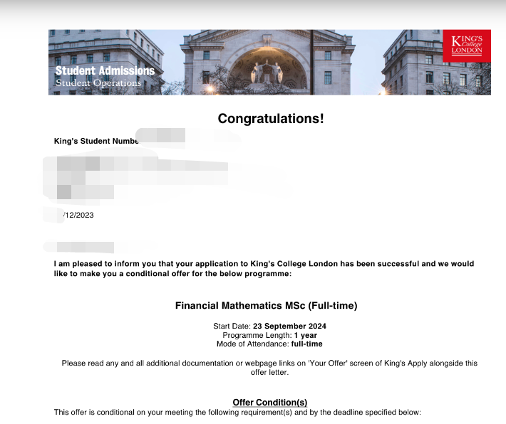 【offer喜报】英国QS100+院校2:1学位，逆袭KCL！ - 知乎