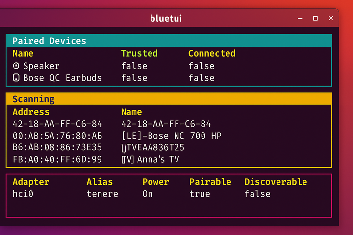 x-cmd install | bluetui - Linux 终端下的蓝牙管理神器 - 知乎