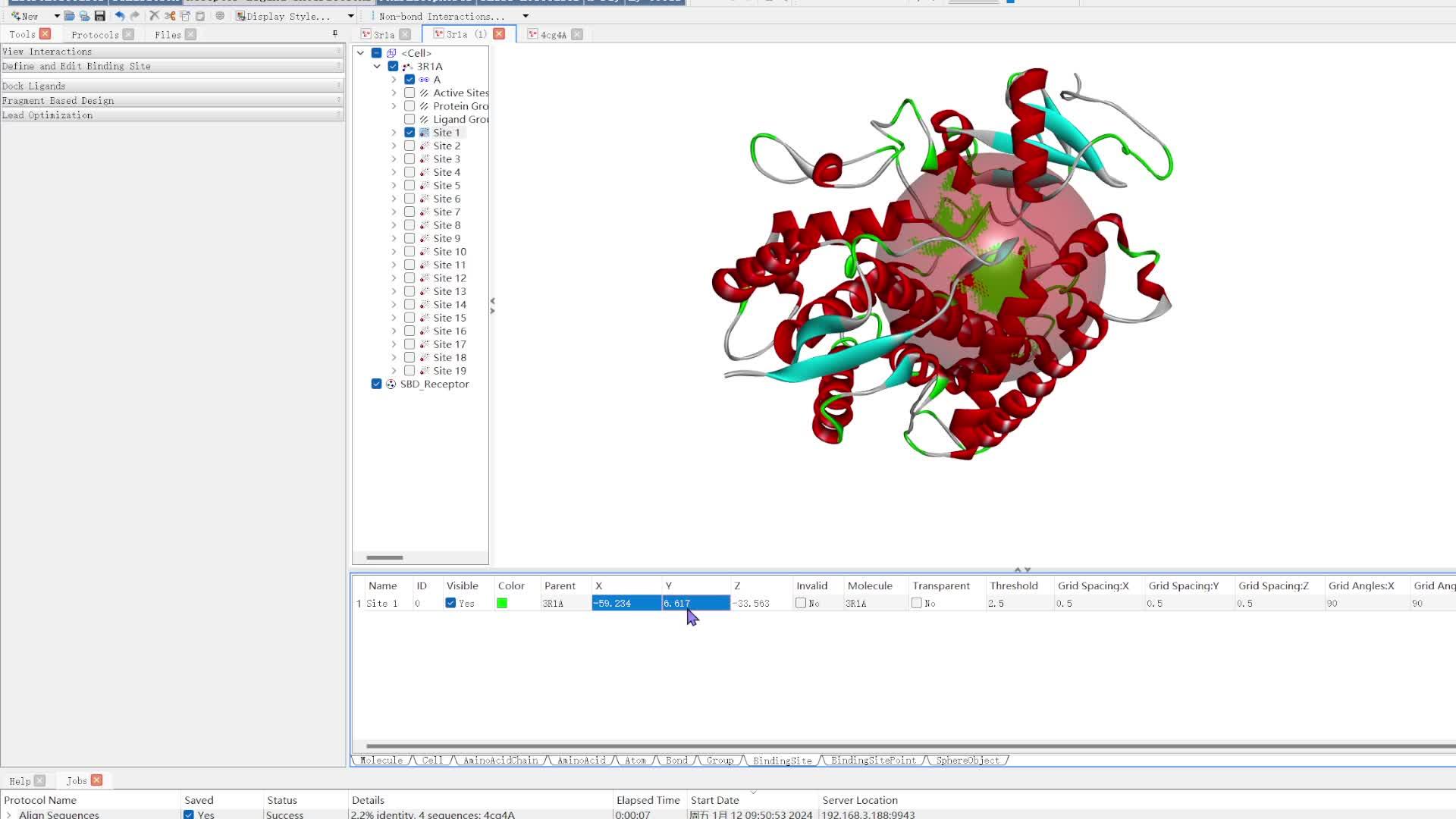 应用Discovery Studio软件如何查看定义的对接口袋的一些信息，如坐标值，体积，所包含的氨基酸等？ - 知乎