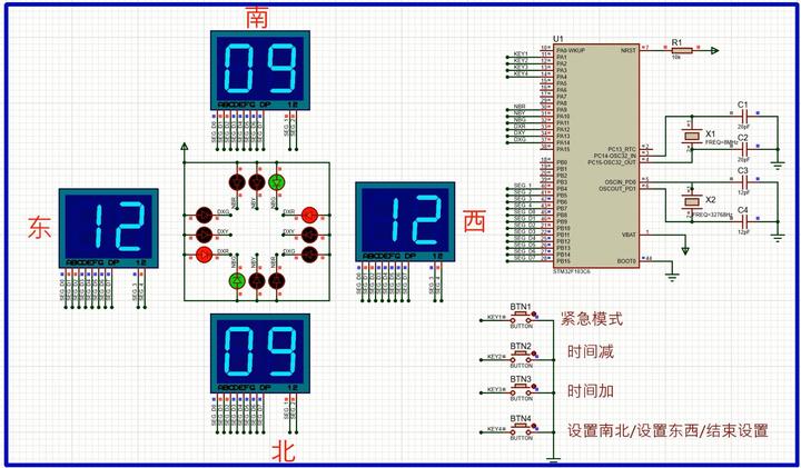 基于stm32的交通灯仿真设计倒计时紧急时间可调 Proteus仿真程序) 知乎
