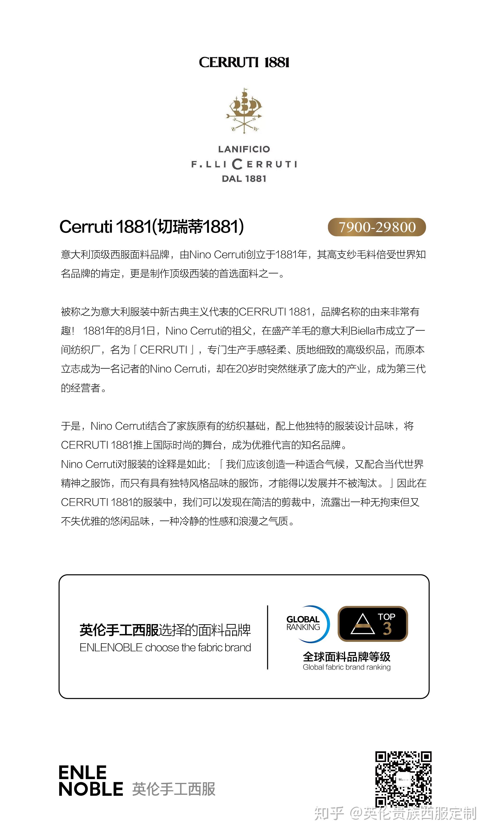 面料品牌TOP 3：CERRUTI 1881（切瑞蒂1881） - 知乎