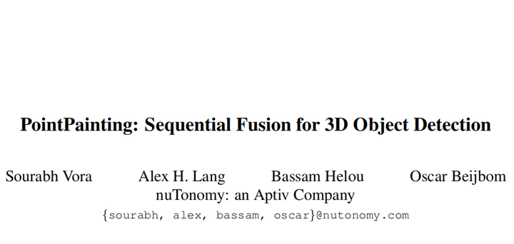 2020 CVPR——PointPainting: Sequential Fusion for 3D Object Detection - 知乎