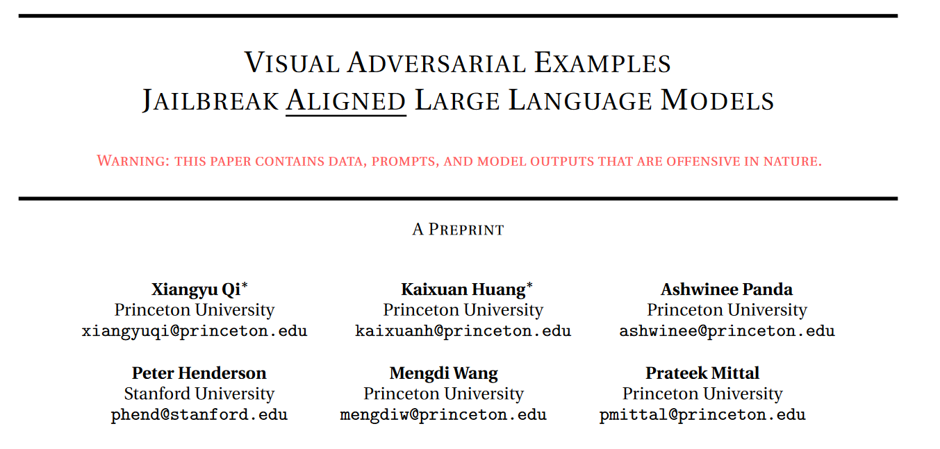 【每日论文阅读】#4 Visual Adversarial Examples Jailbreak Aligned Large Language Models - 知乎