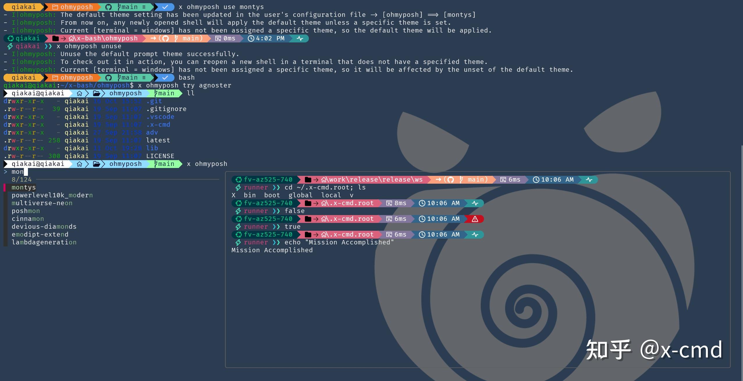 [241021] X-CMD 内测版 v0.4.12 新功能: starship ohmyposh ping tping docker ...