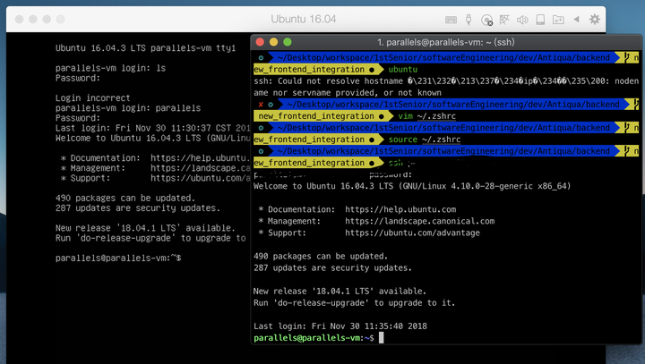 MAC下使用terminal连接到Parallel创建的Linux虚拟机(ubuntu) - 知乎