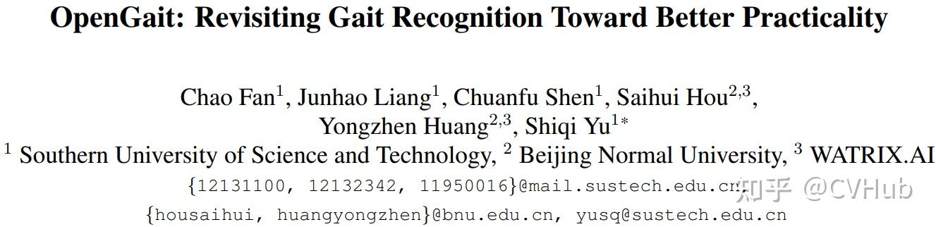 CVPR 2023 | OpenGait: 步态识别 - 知乎