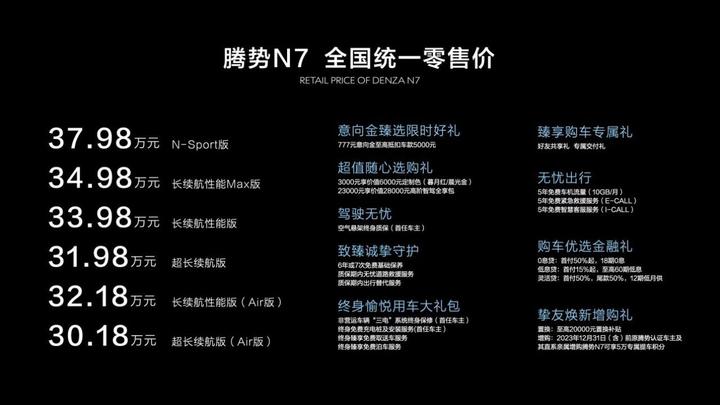 售价30.18万起！全球首款智能豪华猎跑SUV腾势N7震撼上市 - 知乎