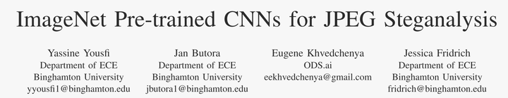 ImageNet Pre-trained CNNs for JPEG Steganalysis - 知乎
