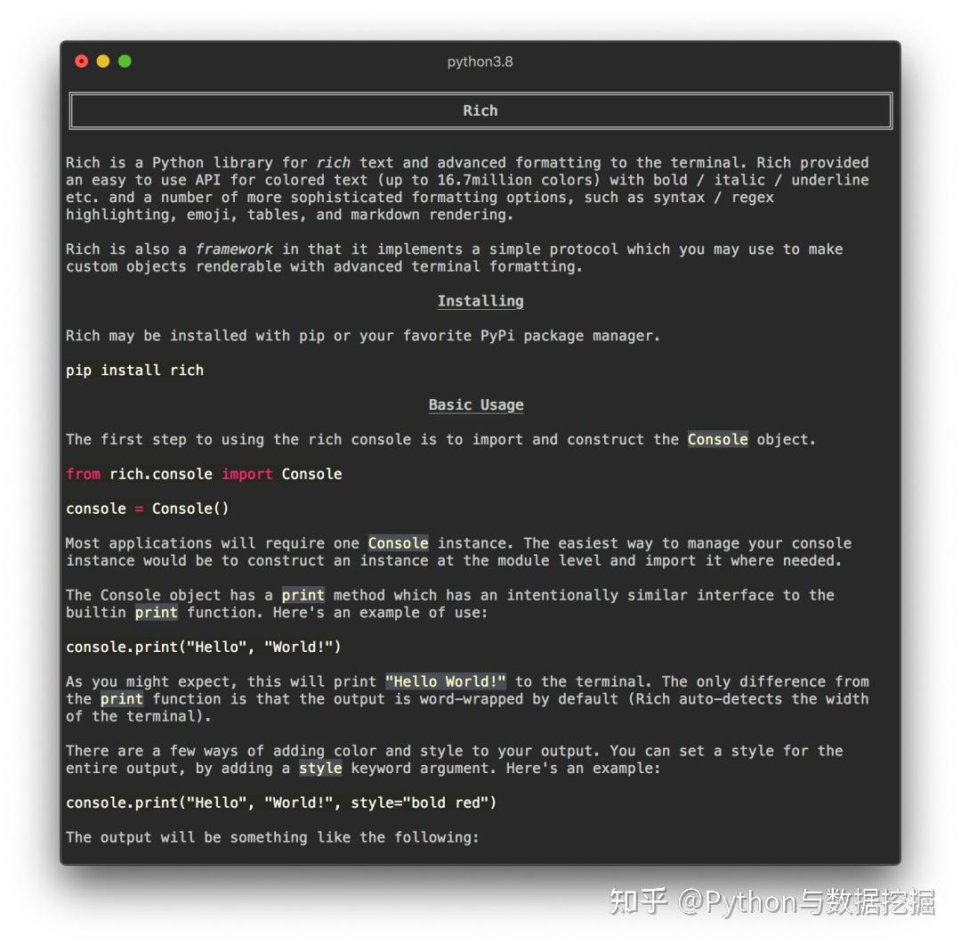 Rich：Python开发者的完美终端工具！ - 知乎