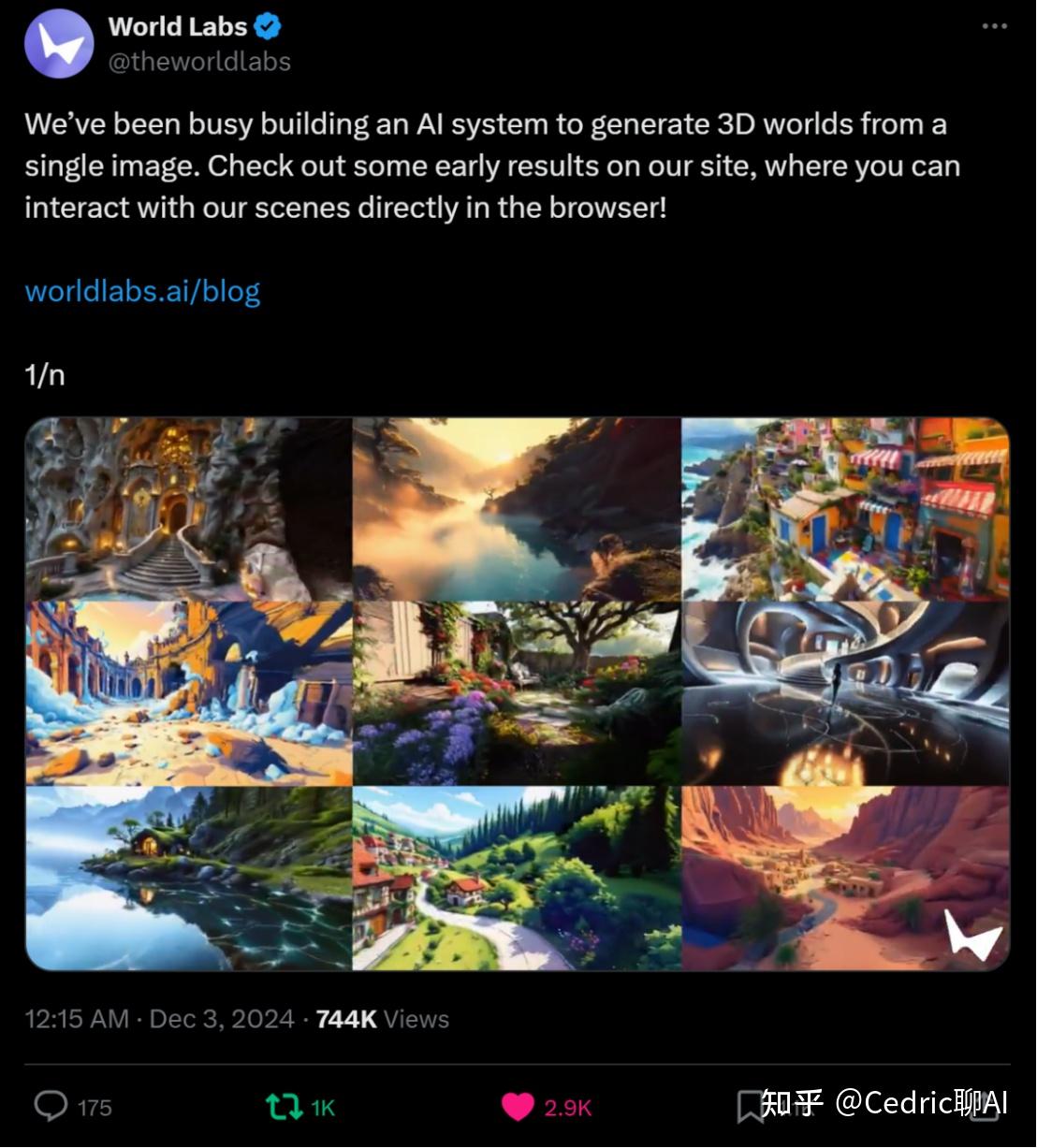 李飞飞World Labs首秀：单图生成3D世界，还能互动，空间智能来了 - 知乎