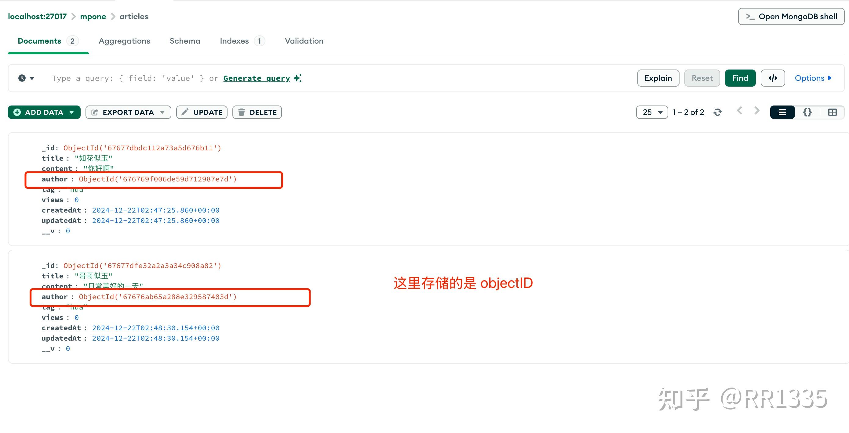 author:{type: Schema.Types.ObjectId,ref:'User'},实现表关联 - 知乎
