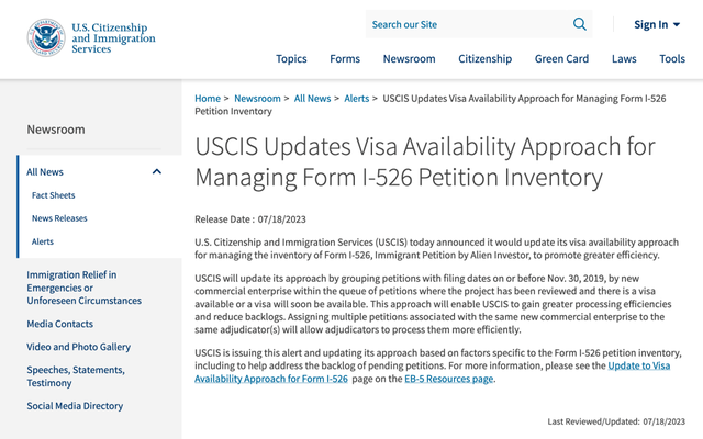美国移民局宣布优化EB-5申请表I-526审案程序，提高审理效率 - 知乎