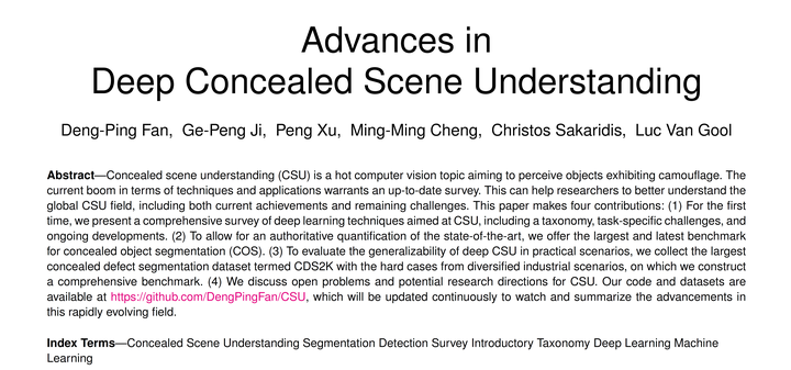 Csu综述 Advances In Deep Concealed Scene Understanding 1 知乎