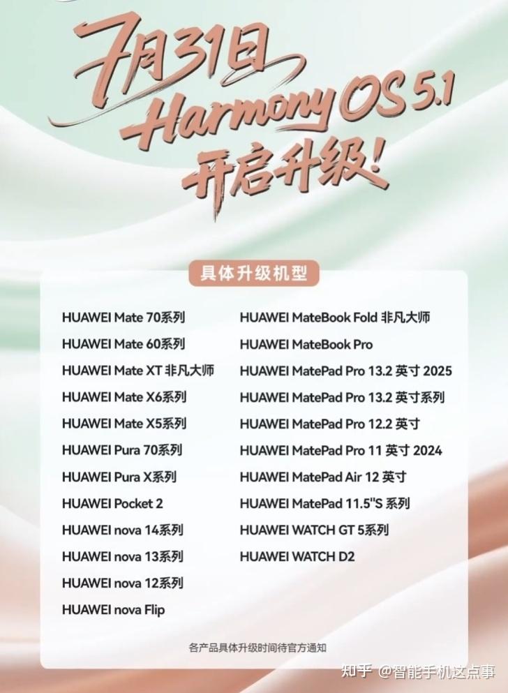 HarmonyOS 5.1：已官宣升级时间与名单，你的机型在内吗？ - 知乎
