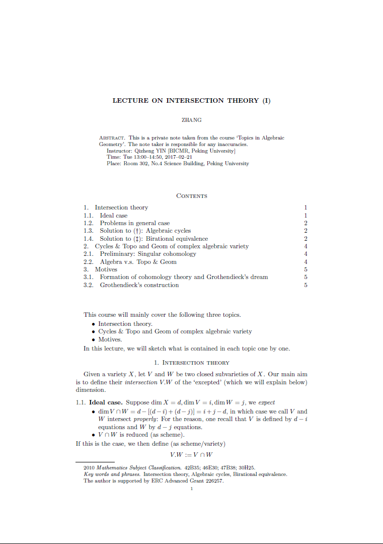 Notes on Intersection Theory (I) - 知乎