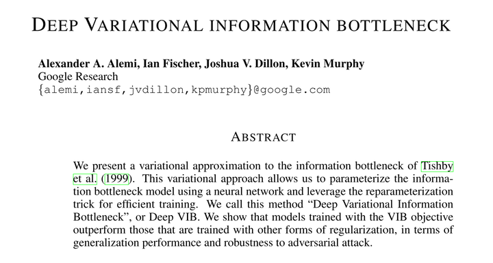 DEEP VARIATIONAL INFORMATION BOTTLENECK - 知乎