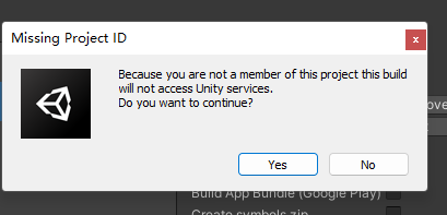 Unity 打包警告warning：Missing Project ID和Unable to access Unityservices.Please log in，or request ...