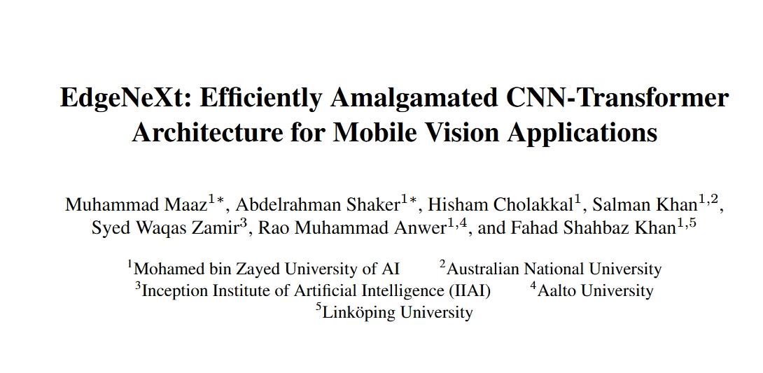 文献阅读：EdgeNeXt: Efficiently Amalgamated CNN-Transformer Architecture for ...
