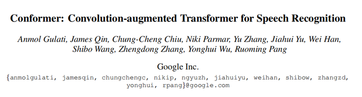 Conformer: Convolution-augmented Transformer for Speech Recognition 阅读笔记 - 知乎