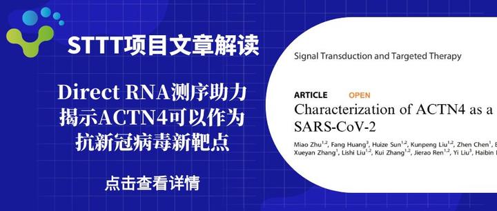 STTT项目文章解读｜Direct RNA测序助力揭示ACTN4可以作为抗新冠病毒新靶点 - 知乎