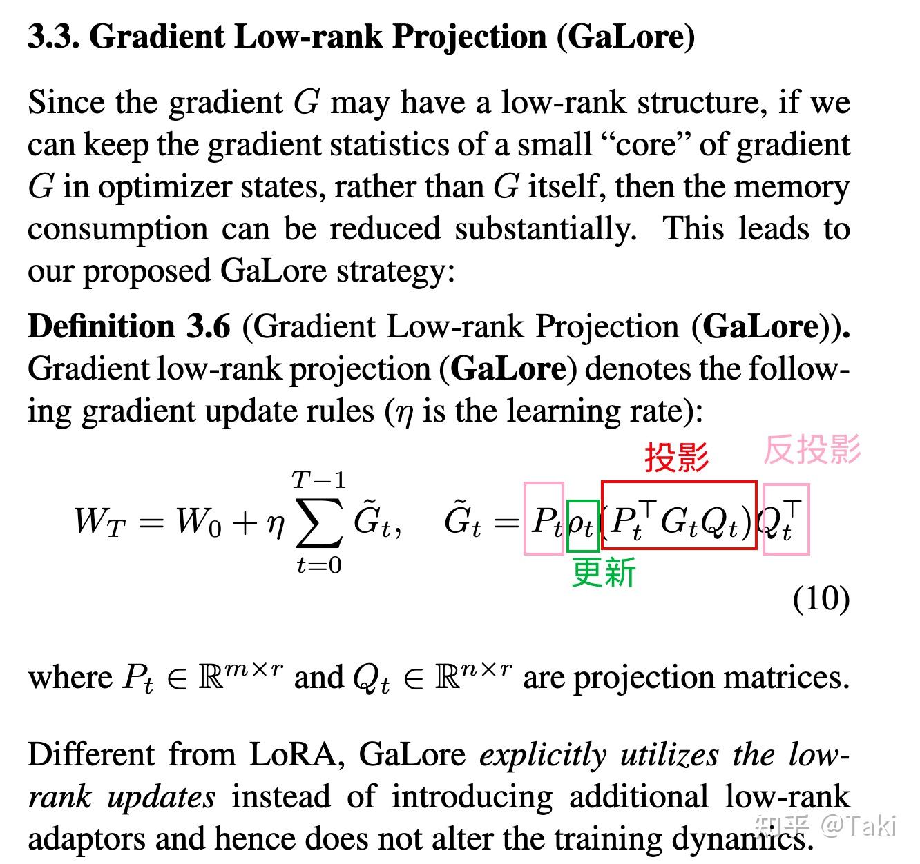 GaLore: Memory-Efficient LLM Training by Gradient Low-Rank Projection - 知乎