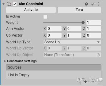 Unity中文版-Create Gameplay Constraints Aim Constraints(自翻译) - 知乎