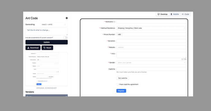 ant-codeAI 通过截图生成代码 - 知乎