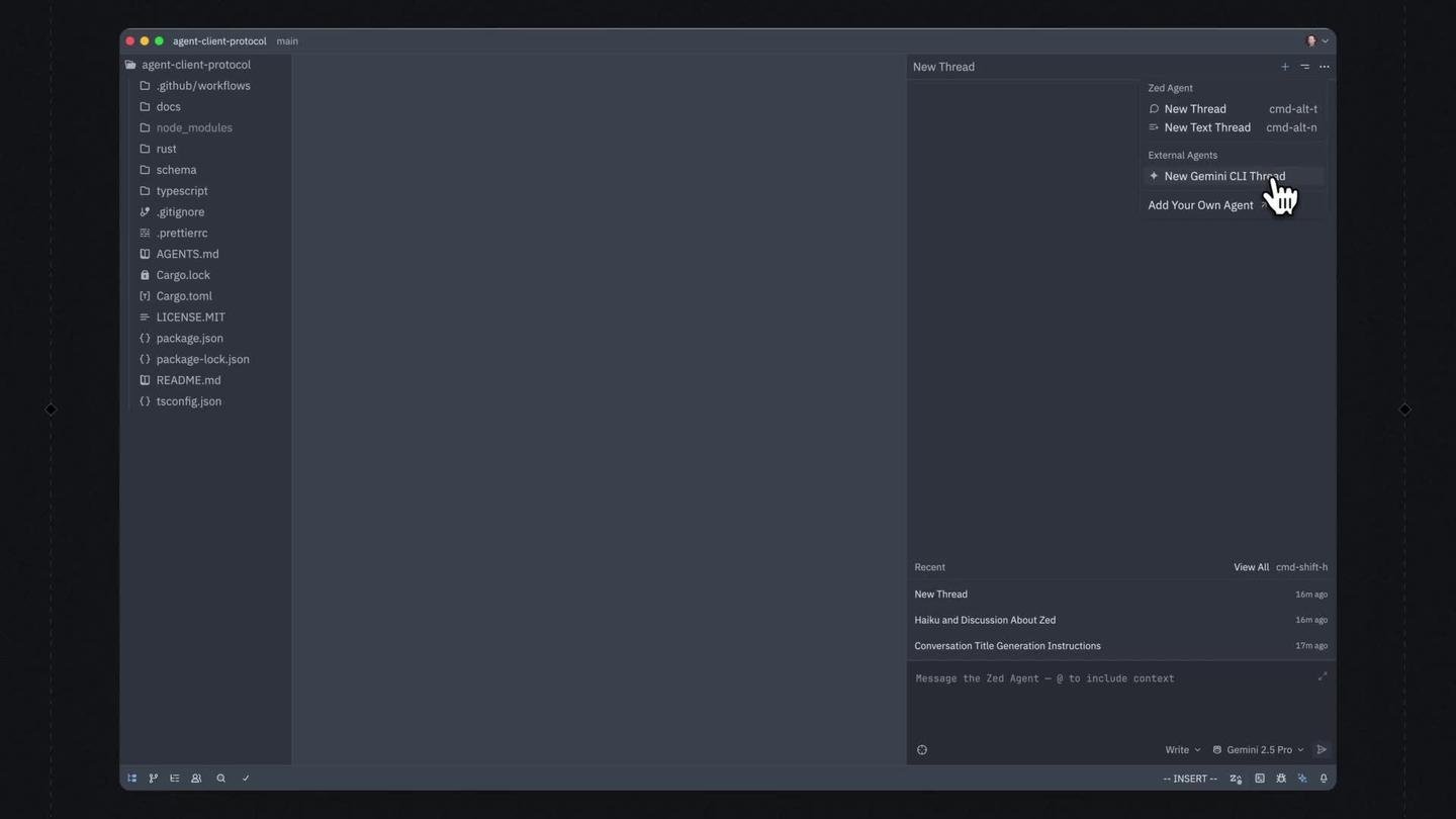 Zed IDE推出ACP协议，可以原生调用各种Agent，首批支持Gemini CLI - 知乎