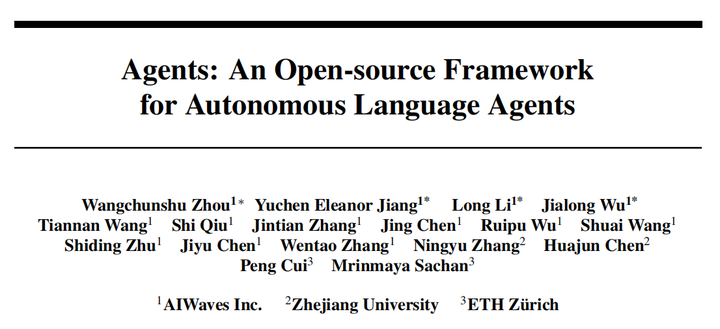 支持单多智能体，人机交互的Agents: An Open-source Framework for Autonomous Language Agents苏黎世联邦理工大学 - 知乎