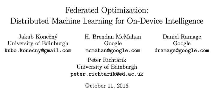 联邦优化：用于设备智能的分布式机器学习(Federated Optimization: Distributed Machine Learning for On-Device ...
