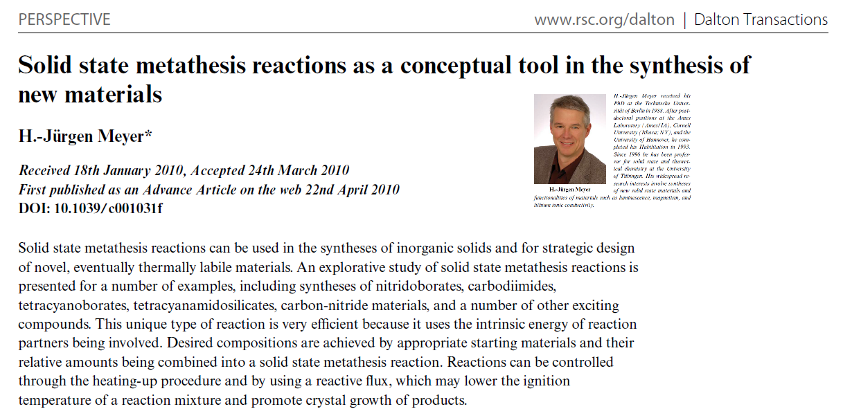 固态复分解反应（Solid State Metathesis, SSM） - 知乎
