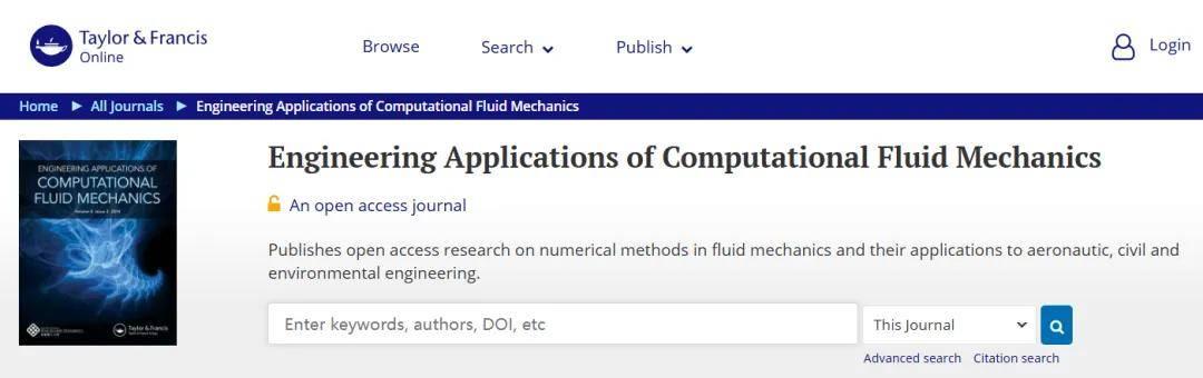刊·见 | Taylor & Francis工程技术一区Top：计算流体力学解析与应用Engineering Applications of Computational Fluid ...
