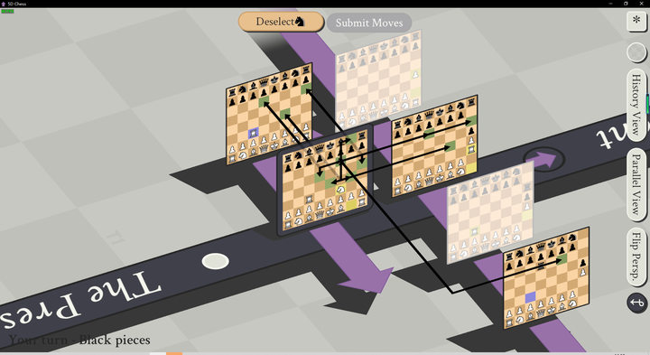 【5d chess】艺术鉴赏：123.e3b4Qf3/Nf6e6Ng4 - 知乎