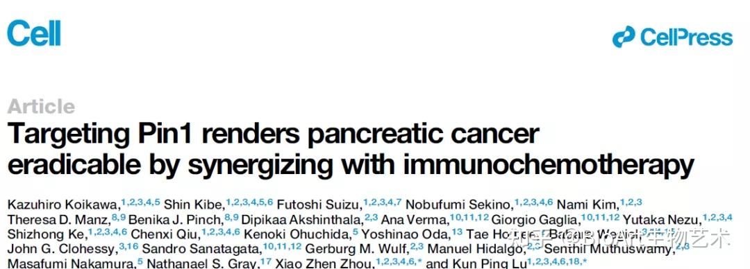Cell | 胰腺癌治疗新靶点Pin1联合免疫化学疗法可有效消除肿瘤 - 知乎