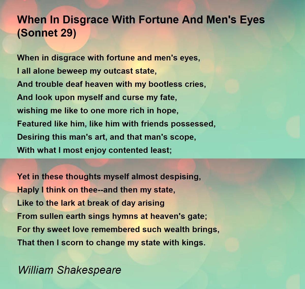 William Shakespeare(威廉·莎士比亚)《Sonnet 29》《十四行诗29》解析 - 知乎