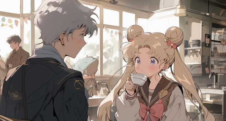 Niji V5 怀旧动漫风探索 - 咖啡厅的邂逅 - 知乎