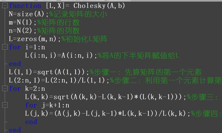 用MATLAB计算矩阵的Cholesky分解并求解方程组 - 知乎