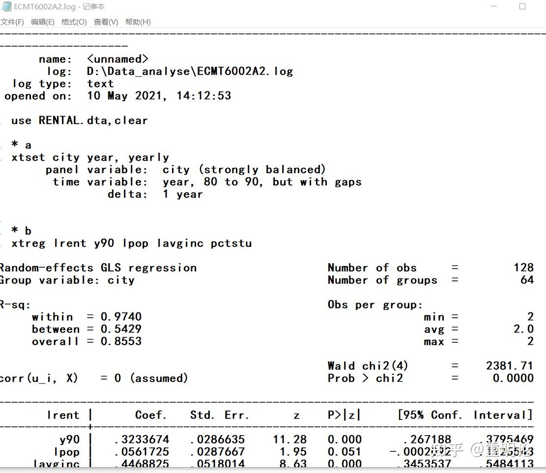 Stata数据分析里面给数据log一下是啥意思？ - 知乎