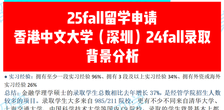 25fall留学申请/香港中文大学（深圳）24fall录取学生背景分析 - 知乎
